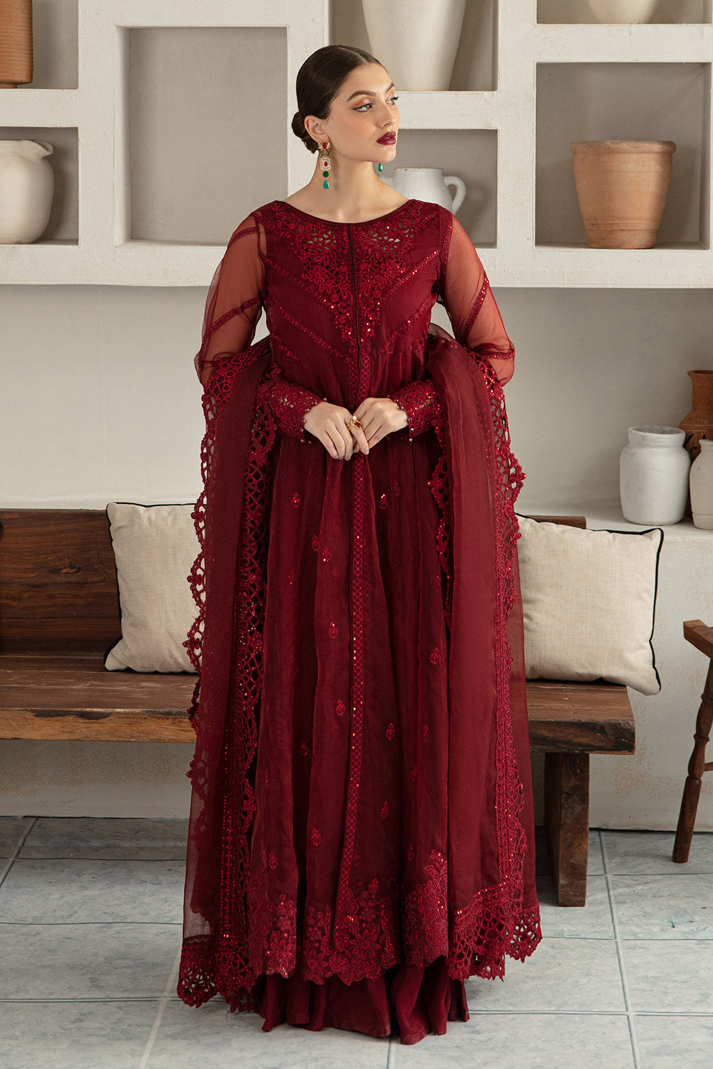 Maroon Pishwas Fancy Formal Dress for Women – Vanya